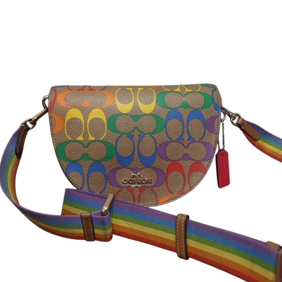 Coach | Bags | Coach Ellen Rainbow Crossbody Signature Coated Canvas ...